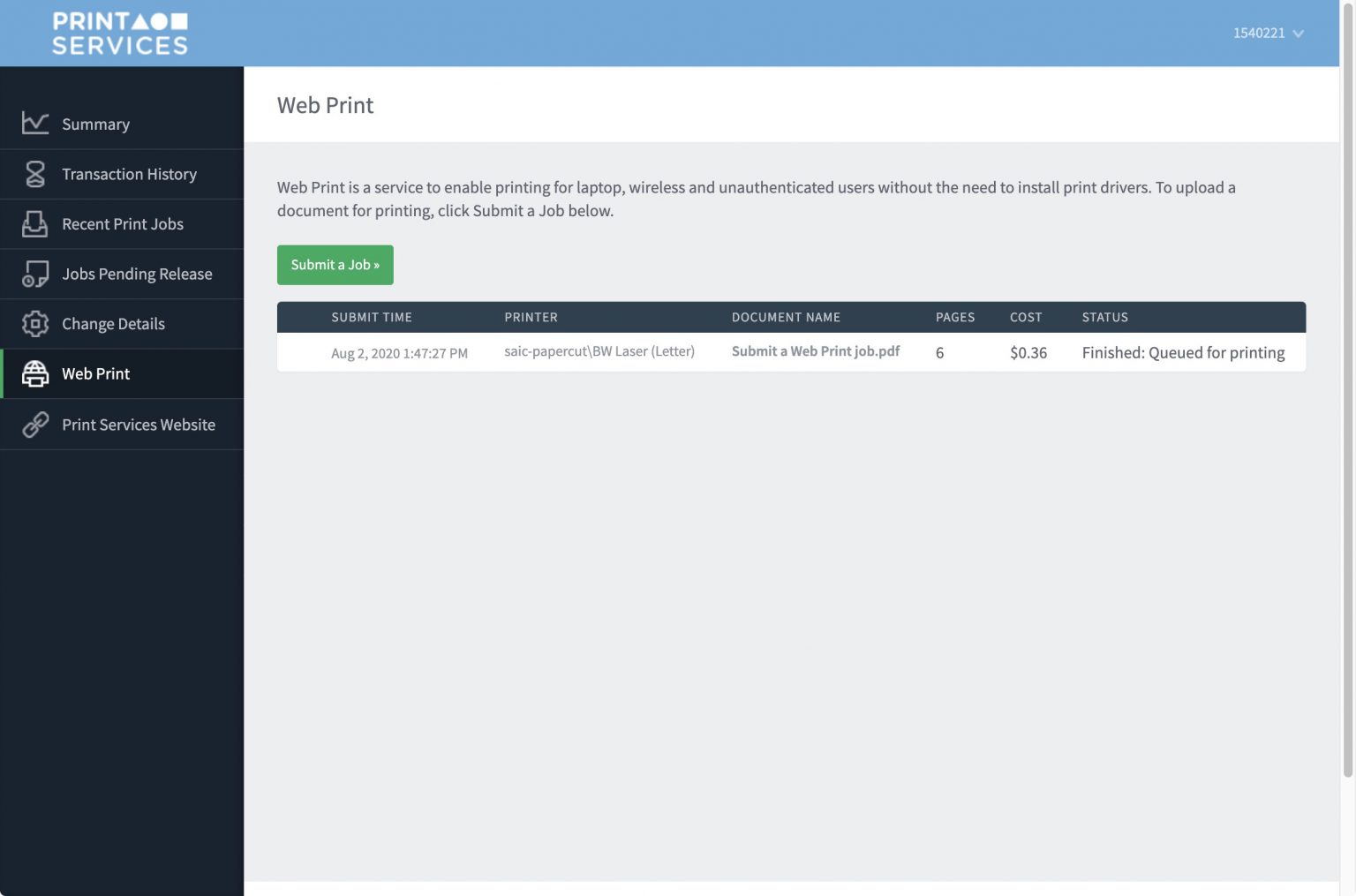 PaperCut Customer Portal Overview – SAIC Print Services